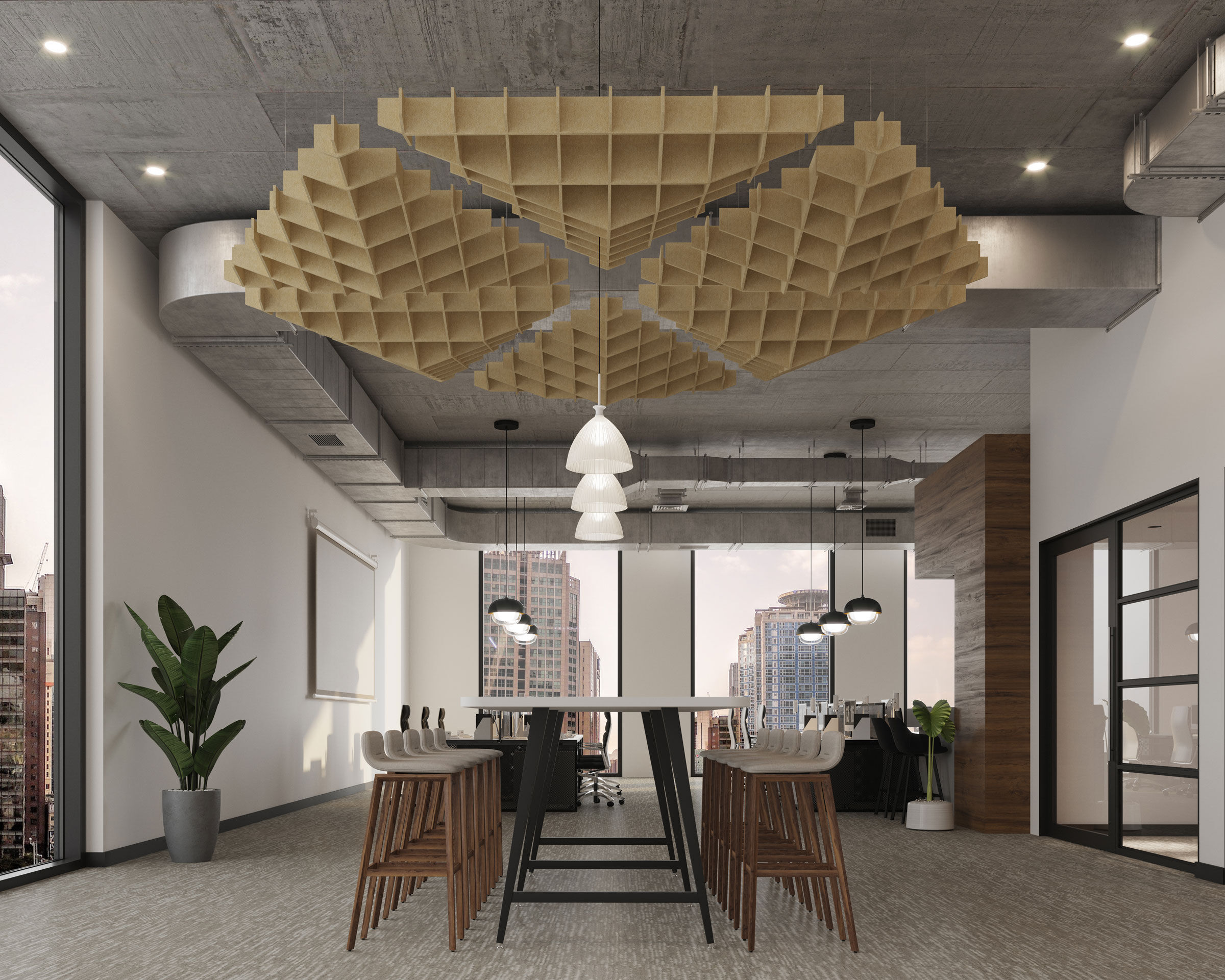 Acoufelt Ceiling Interlocking-Clouds Tetra Ivory-2 | Acoufelt