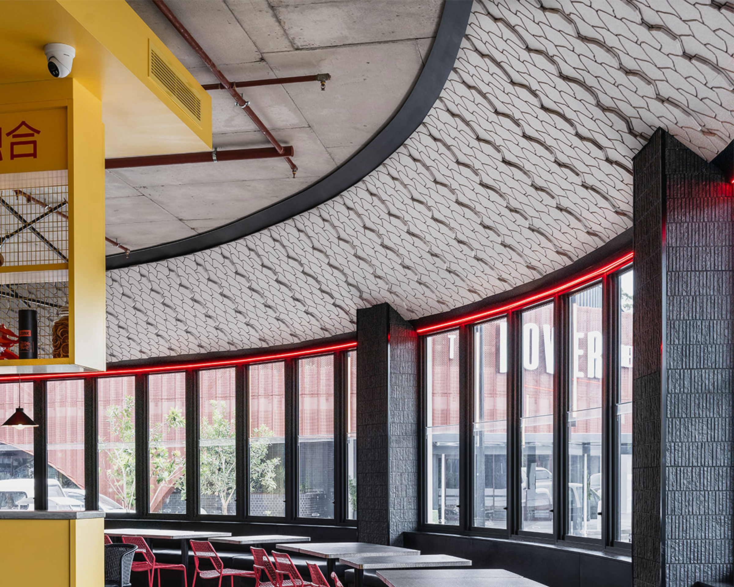 Acoufelt | Junk Restaurant | Custom Acoustic Ceiling | Acoufelt