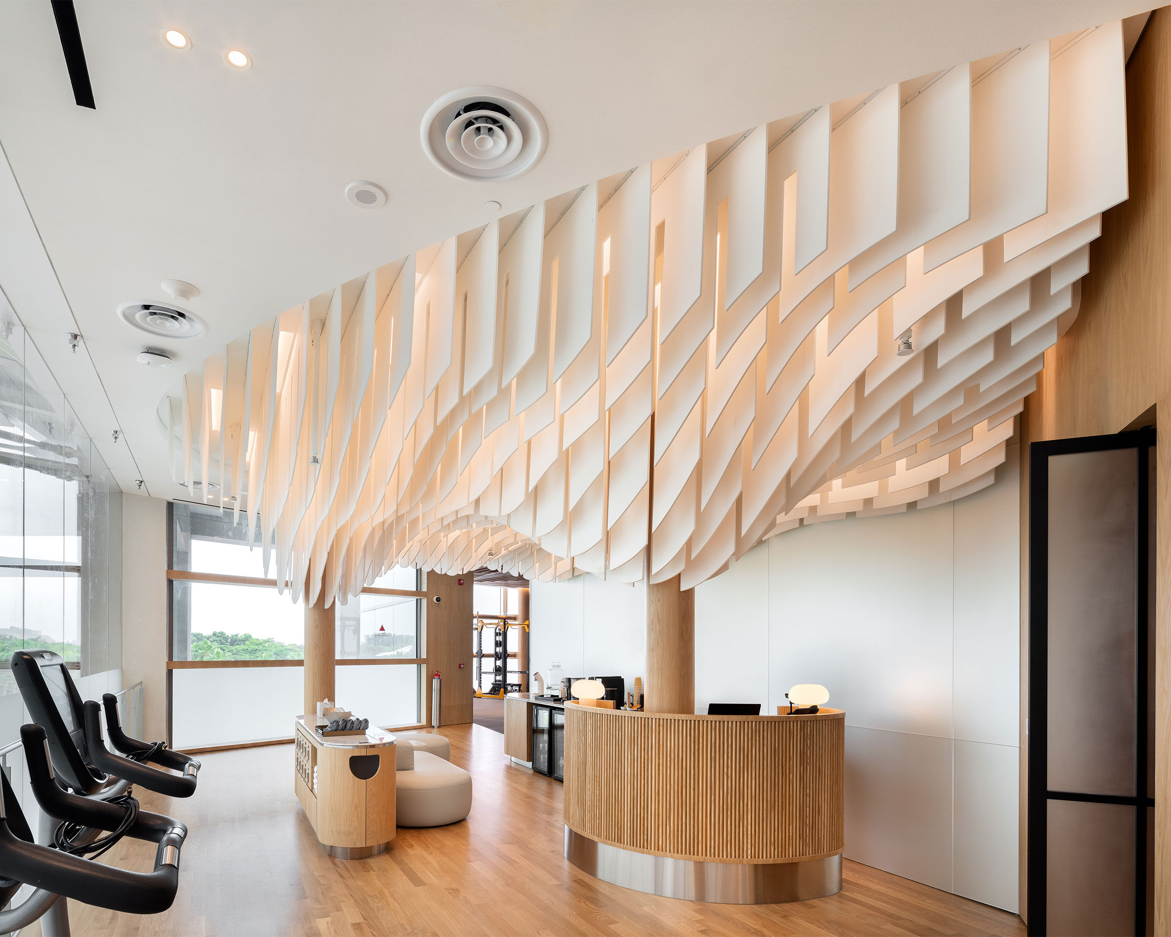 Acoufelt | Singapore Fitness Center | Custom Acoustic Baffle System ...