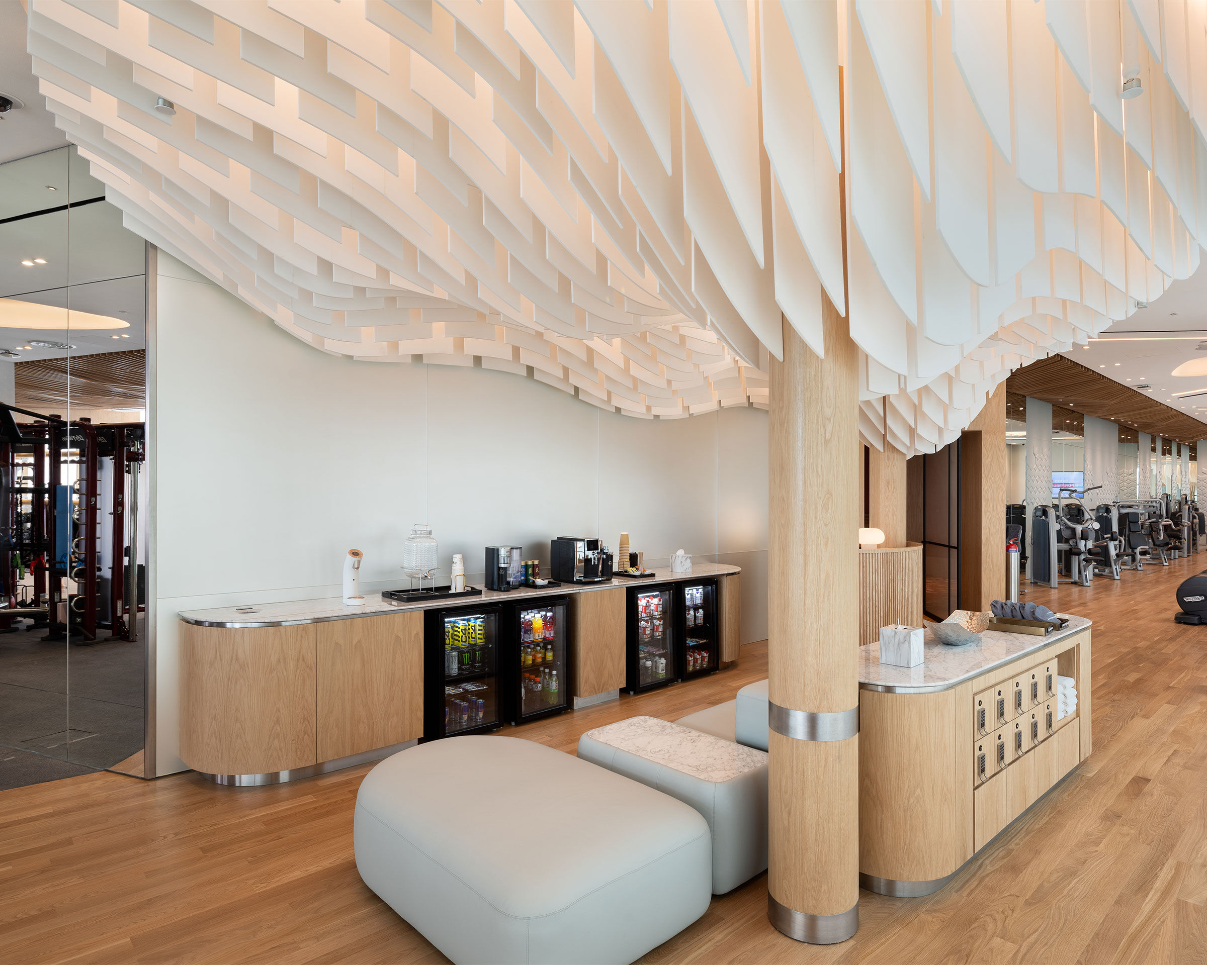 Acoufelt | Singapore Fitness Center | Custom Acoustic Baffle System | Acoufelt