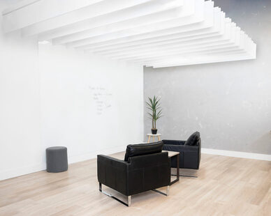 Open Office Cubicles with Straight Acoustic Ceiling Baffle Products