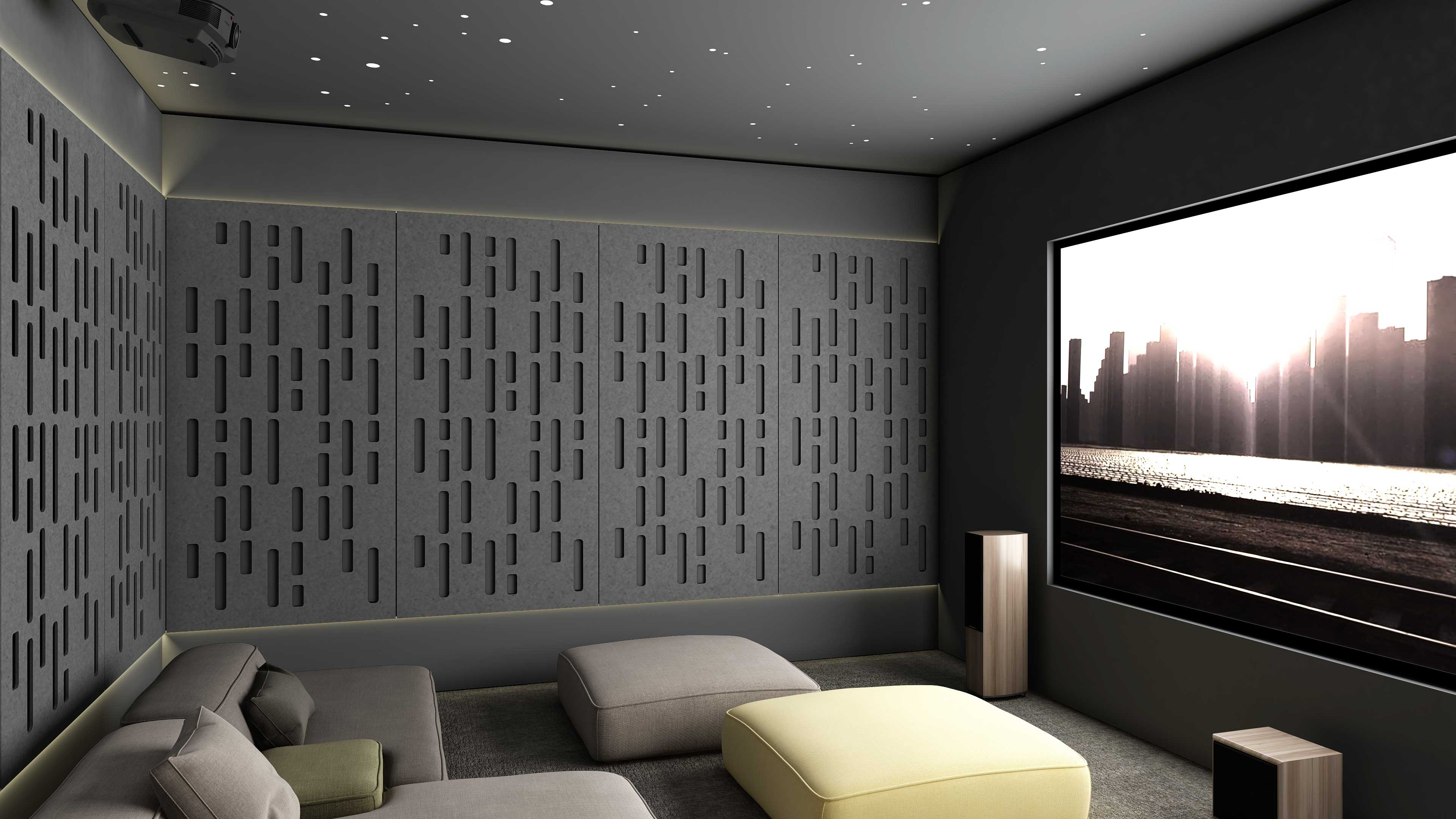 Acoustic wall panels in modern home theater | MPS Acoustics
