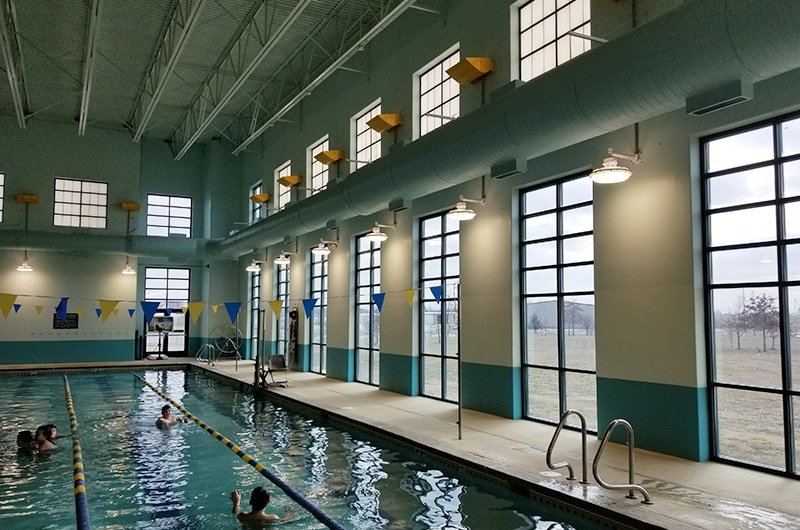 acuity brands highland recreation center pool window view | Acuity