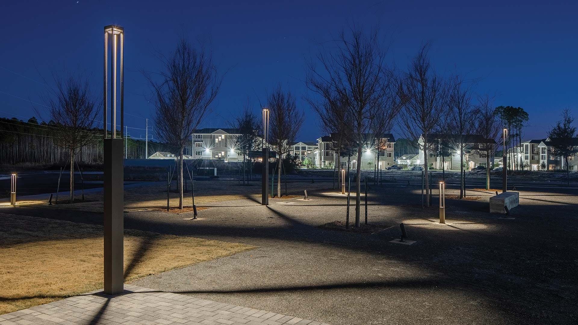 acuity brands watersound town center exterior lighting evening | Acuity