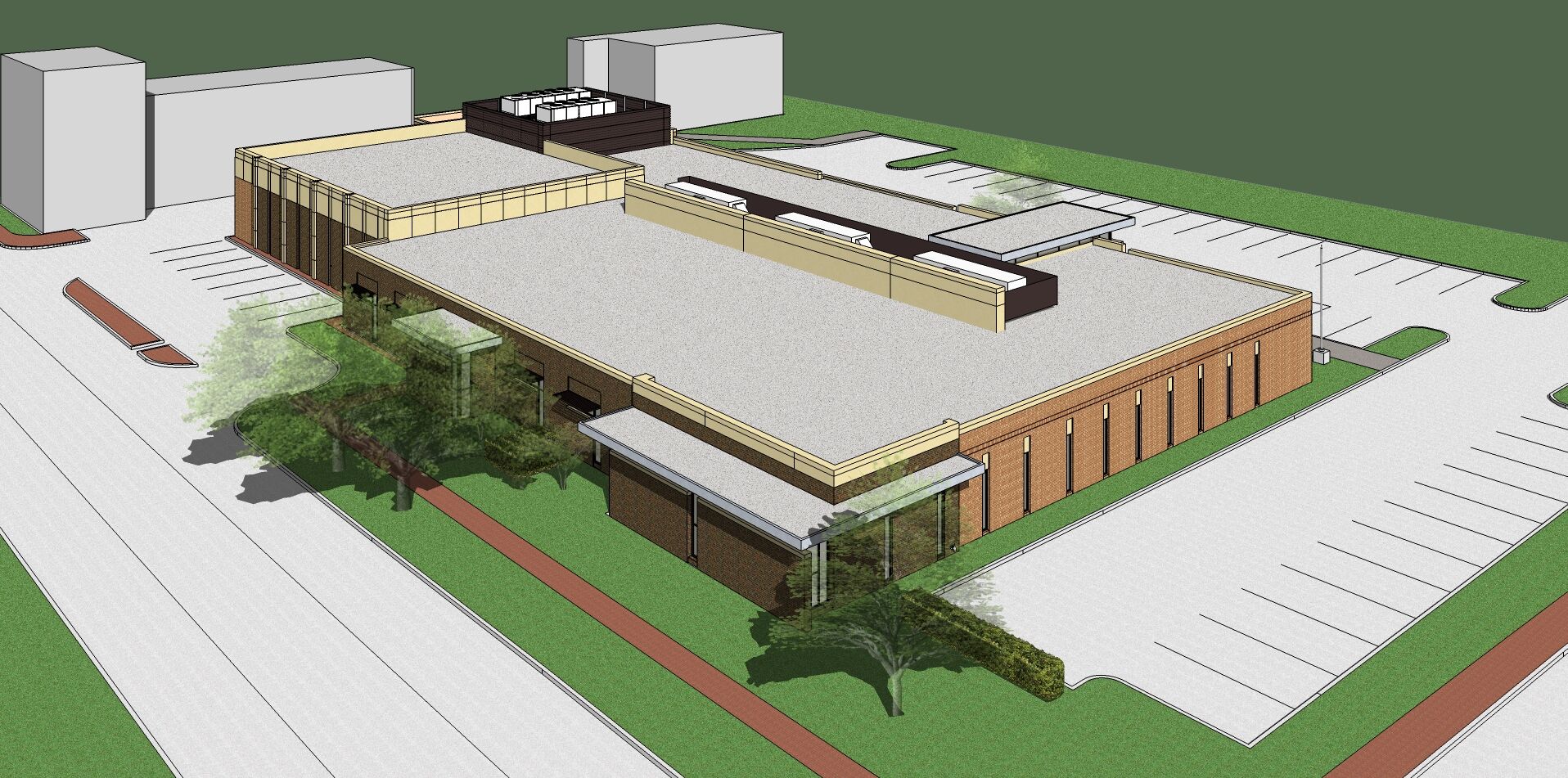 Aerial Rendering from SE corner | Telamon Design LLC