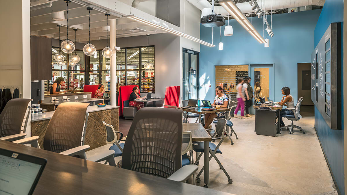 Allsteel Workbar Back Bay Shared Office Space Interior Work Lounge ...