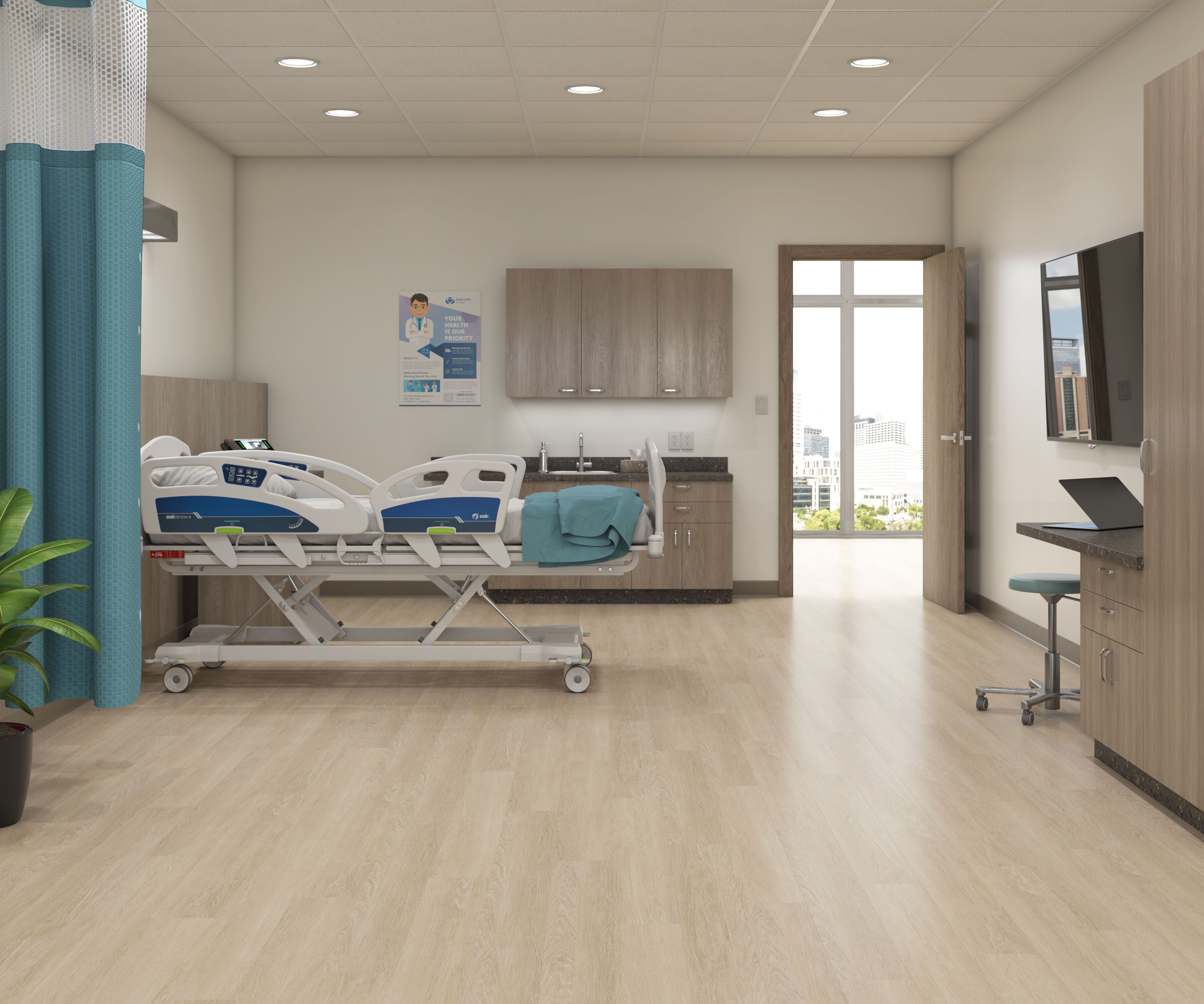 AVA Healthcare Spaces 2DSGN hospital patient room flooring | AVA