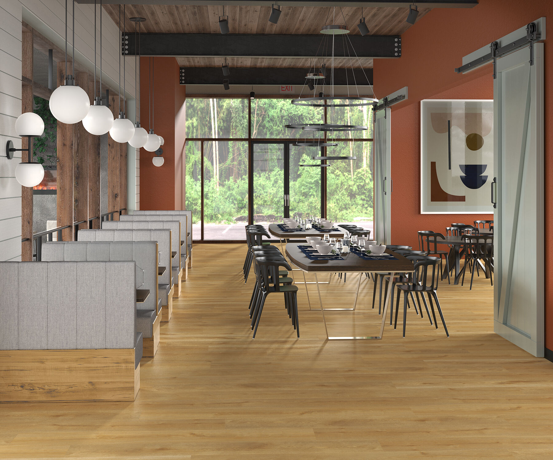 AVA Restaurant Design RSRV spacious dining flooring | AVA