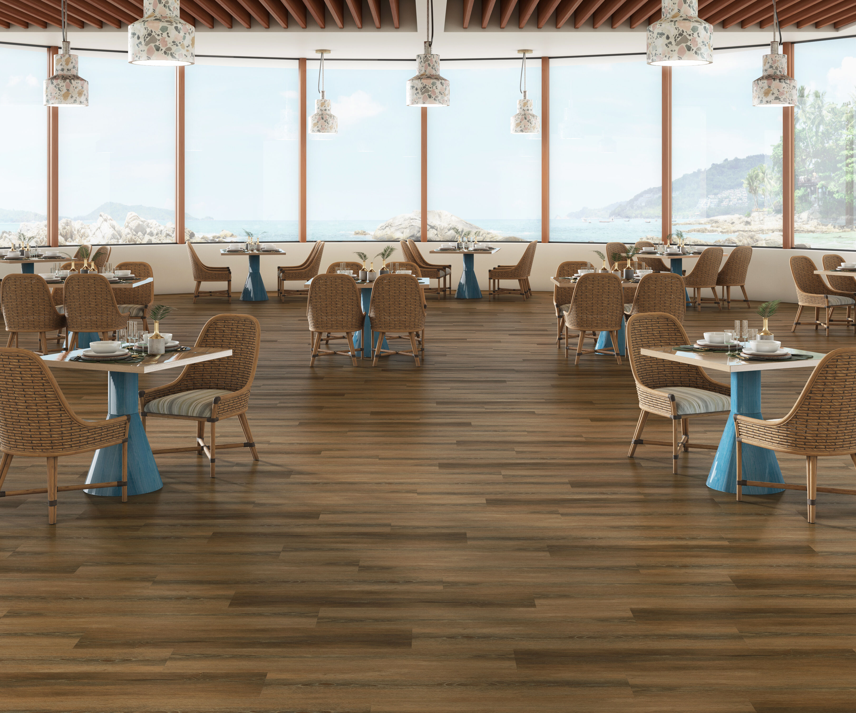 AVA Restaurant Design RYME spacious restaurant flooring | AVA