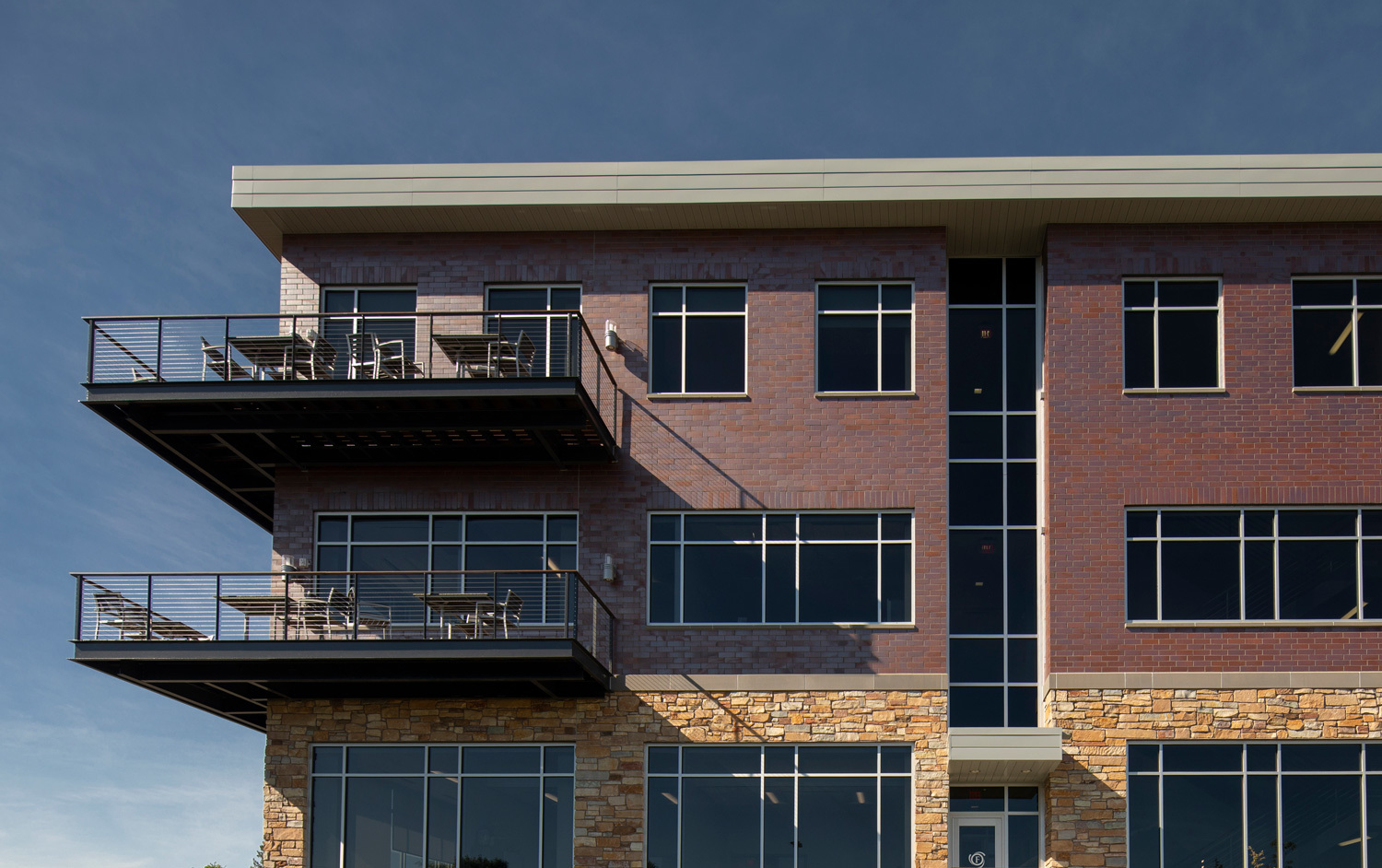 Bank Exterior with Cable Railing | Keuka Studios