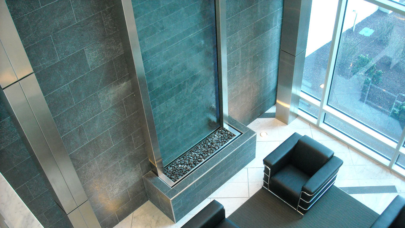 Bluworld of Water Vertical Multi Panel Water Wall Office Building Lobby ...