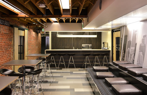 Breakroom with stepped seating | Lubowicki Architecture