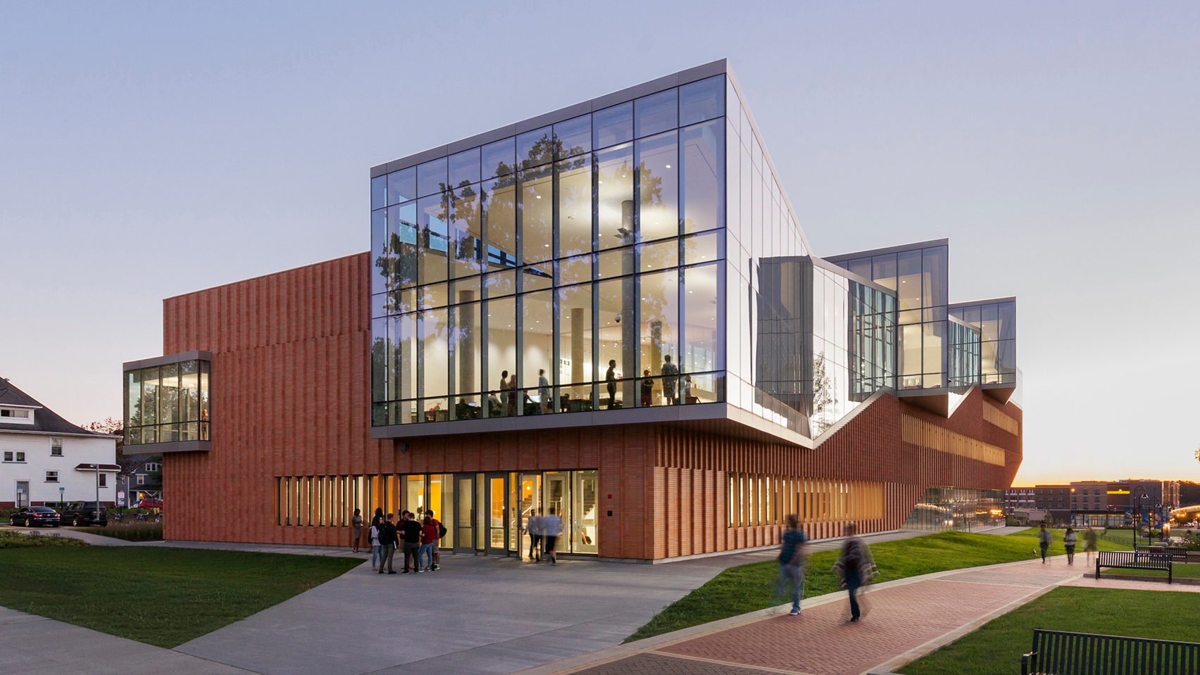 Building Exterior at Kent State Featuring Large Glass Walls and Windows ...