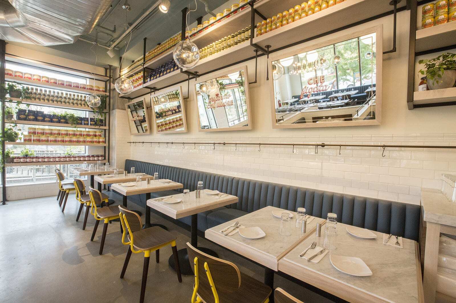 contract industries nella pizza e pasta custom booth seating | Contract ...