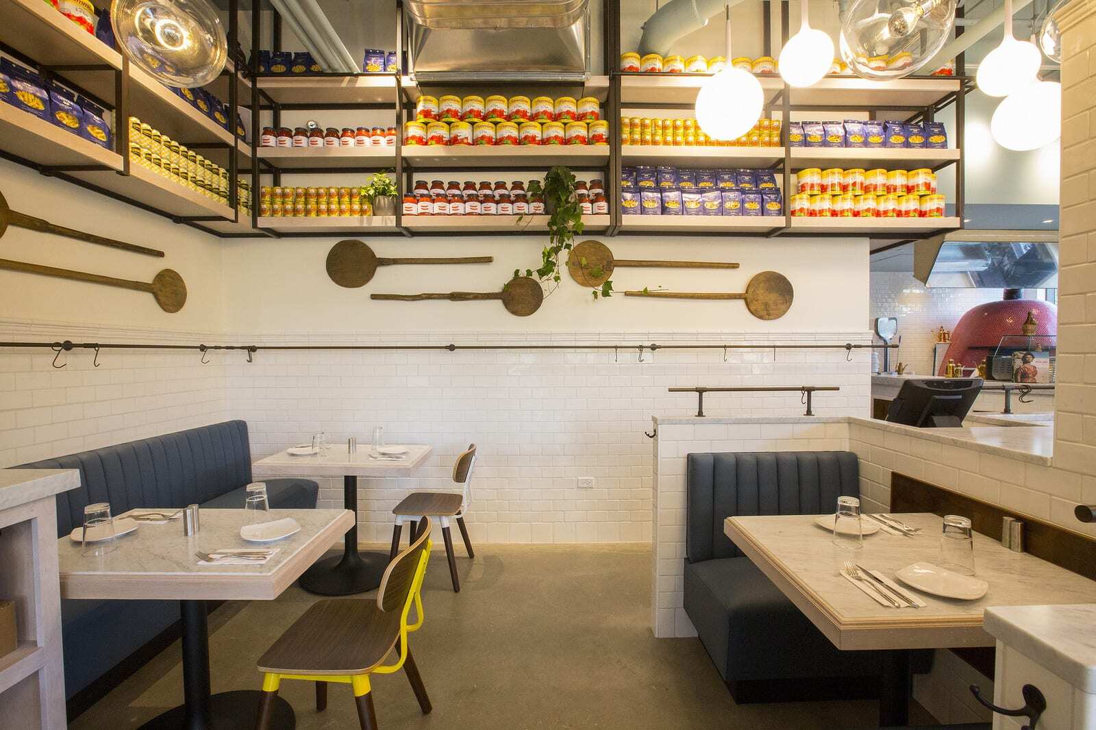 contract industries nella pizza e pasta custom small booth seating ...