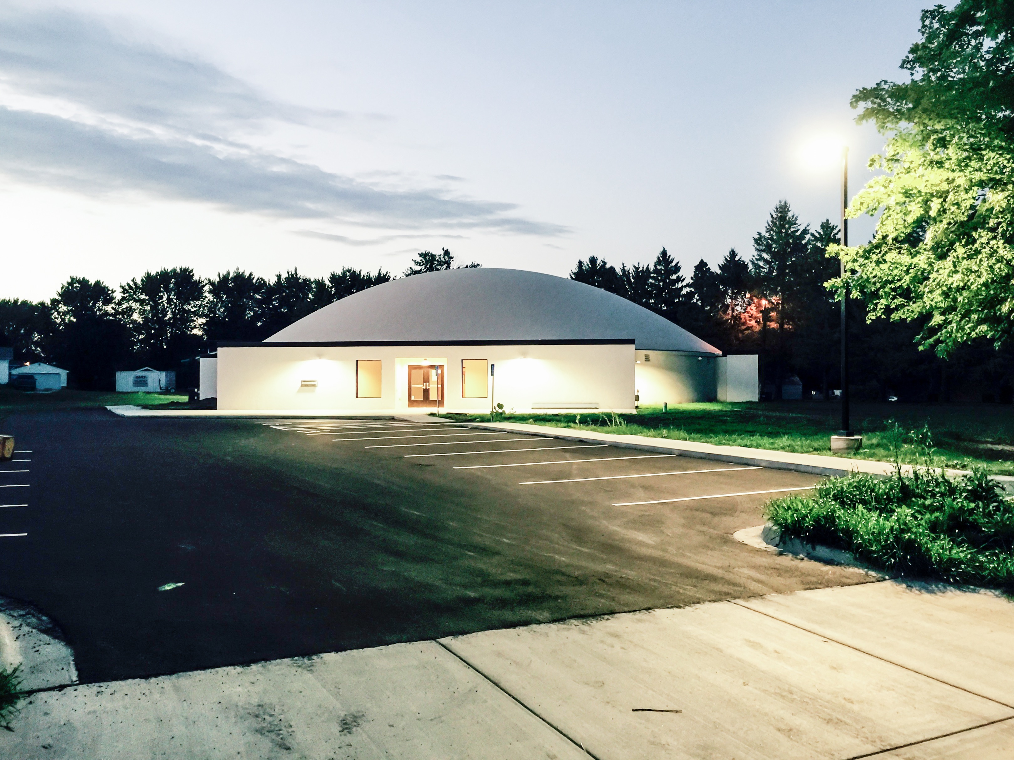 Custom Construction and Design Kasson Public Library Exterior Evening ...
