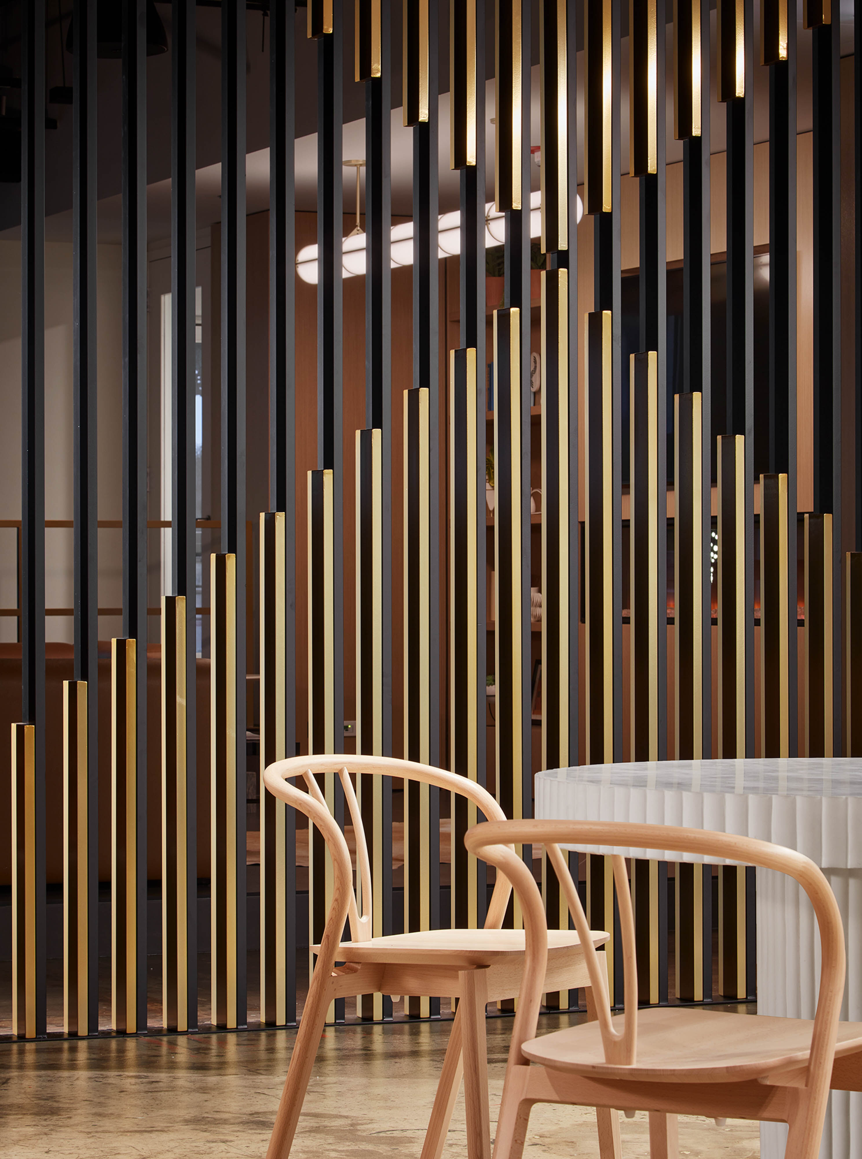 Custom steel slats space divider | Icon Modern