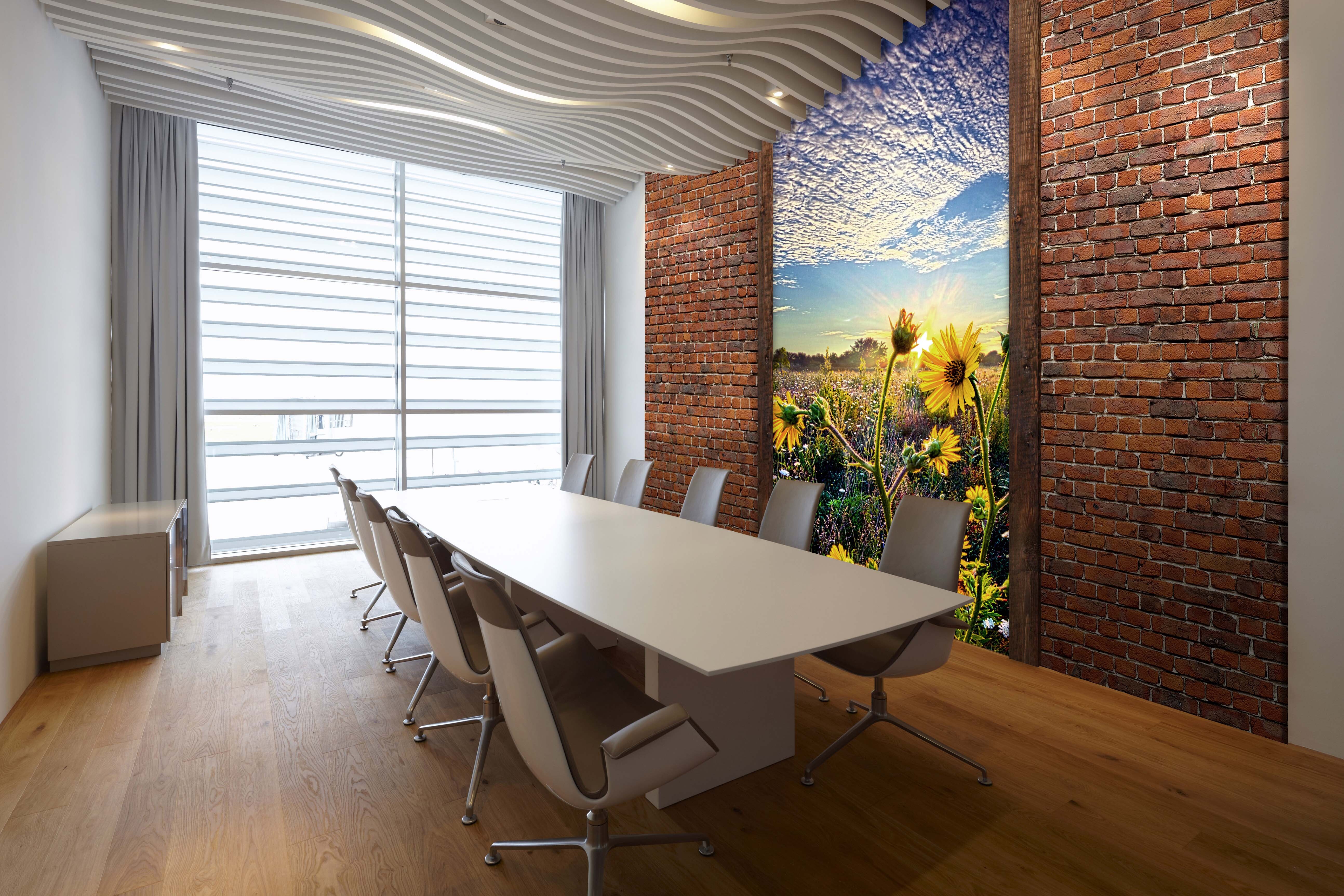 Decorative Ceiling Tiles VIP LOUNGE BRICK MURAL ADD BACKLIT SUNFLOWERS ...