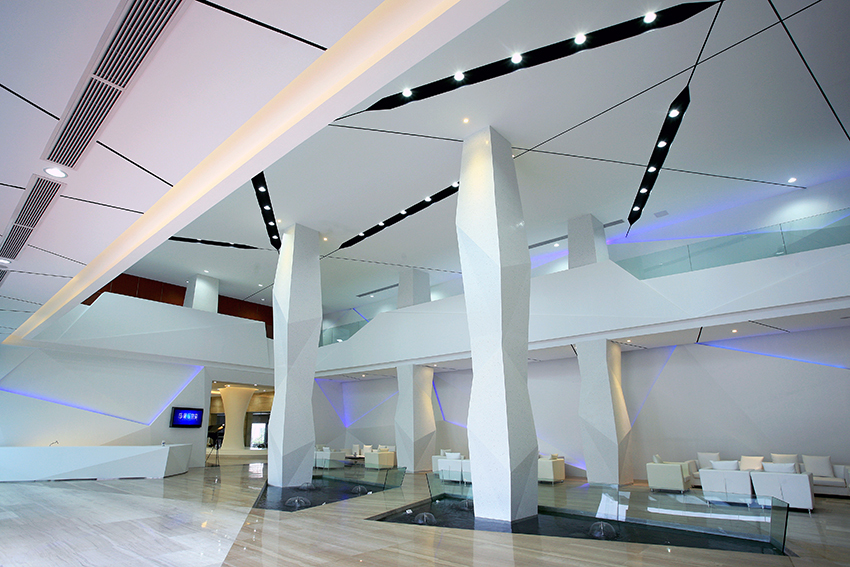 Durasein large lobby solid surface pillars | Durasein