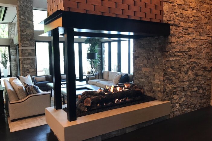 Hotel Lobby // Custom Linear Fireplace | Earthcore
