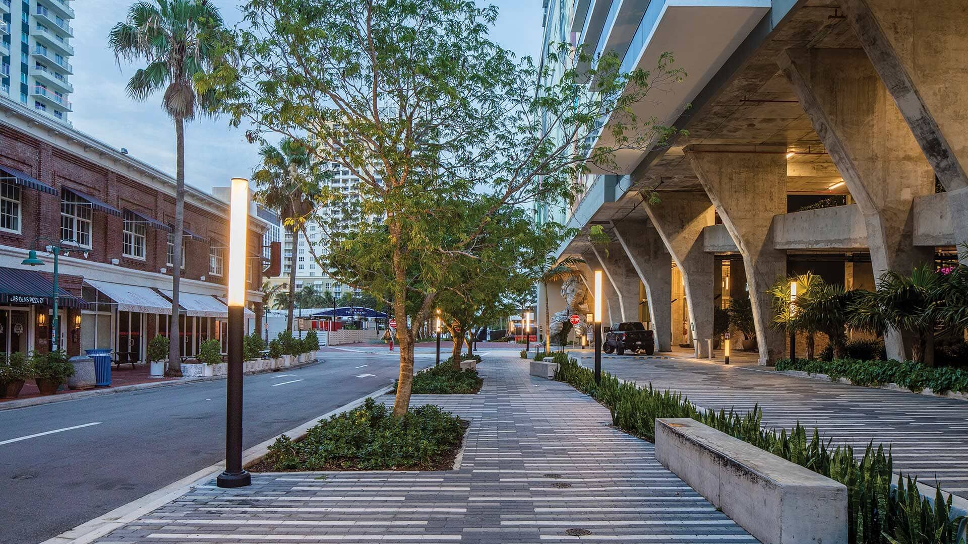 exterior unique lighting concrete apartment building acuity brands ...