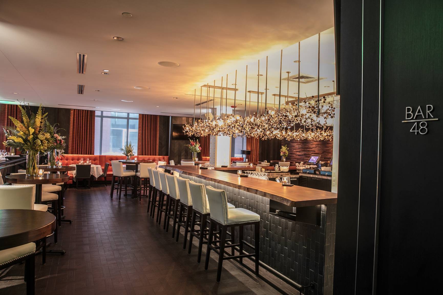 FabriTRAK Steak 48 Restaurant Interior Bar Seating | FabriTRAK Systems Inc.