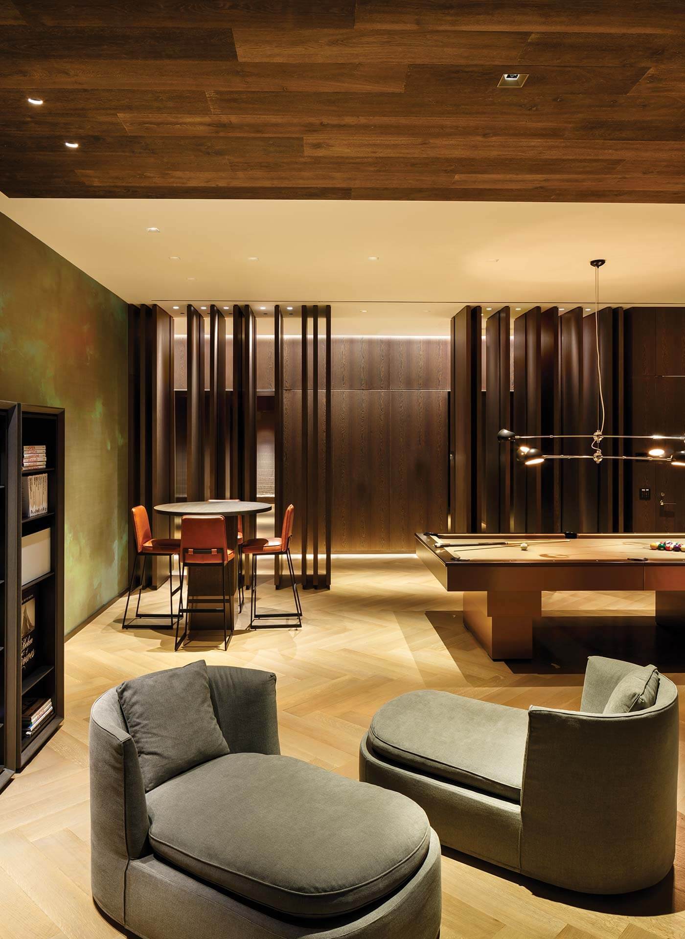 Game Room Design | Wood Ceiling | Recessed Lighting | Acuity Brands ...