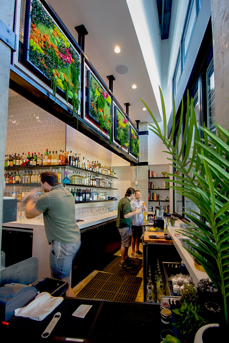 Garden on the Wall Cold Beer Restaurant Interior Green Panel Bar ...