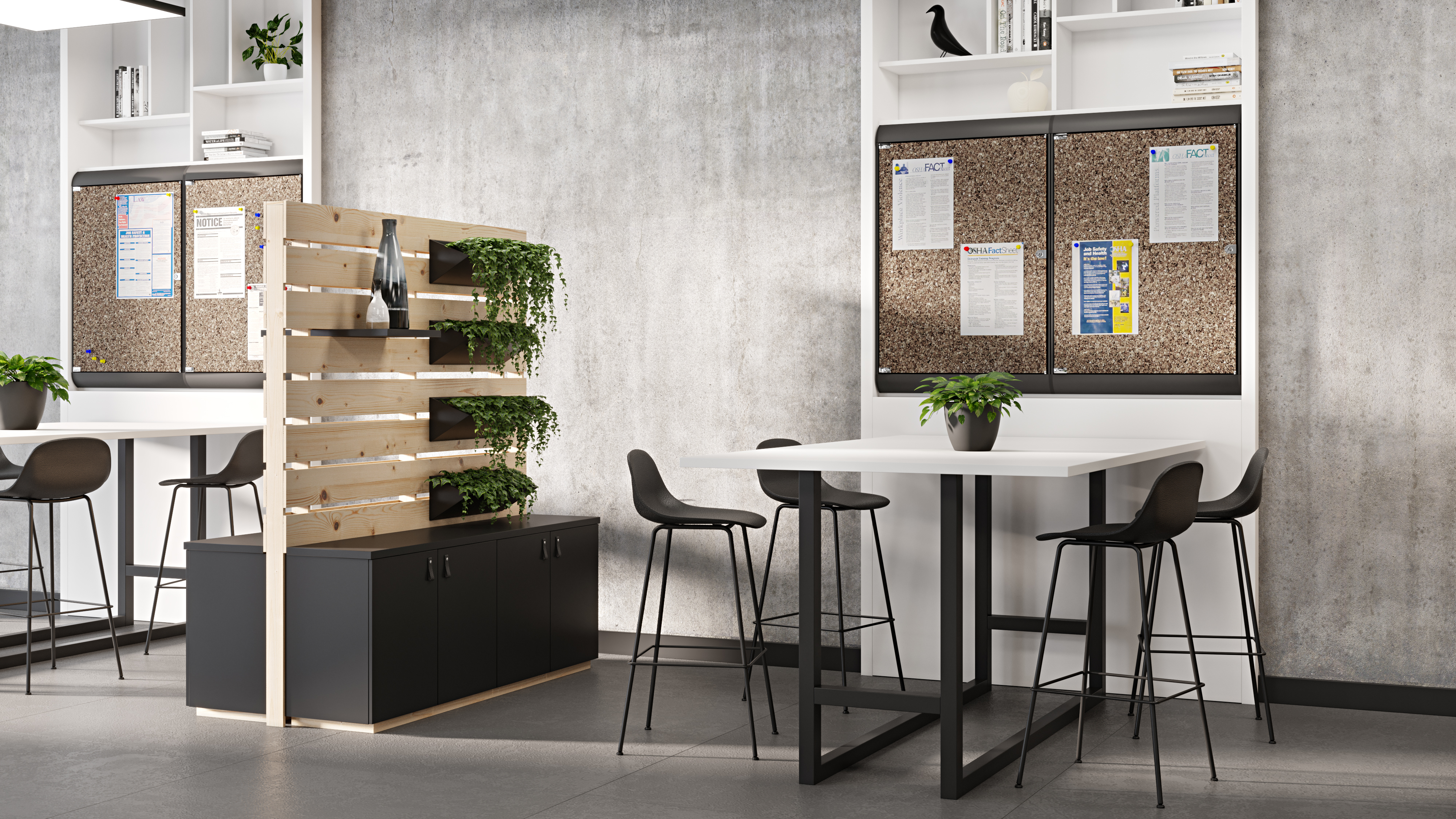 Ghent Workplace Interiors Silhouette Enclosed Bulletin Board and Pallet ...