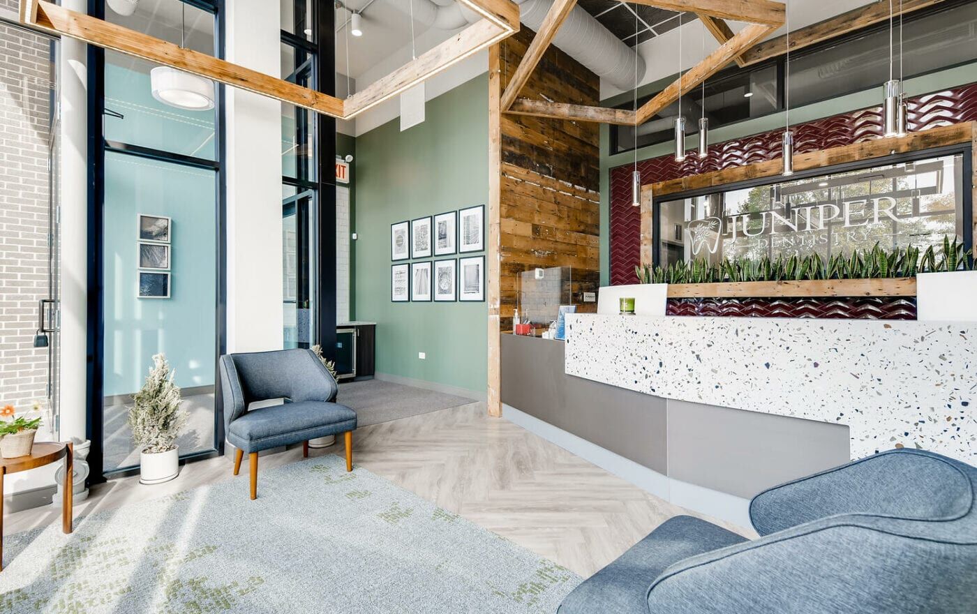 Gilasi Chicago Dental Office Reception Desk Stone Countertops | Gilasi