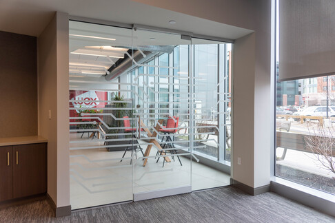 glass cling branding welch sign office building | Welch Sign