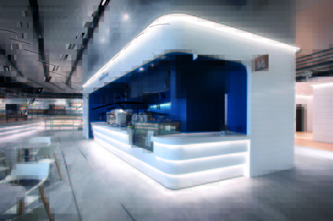 Hanex Solid Surfaces Cafeteria Design Ambient Lighting | Hyundai L&C USA