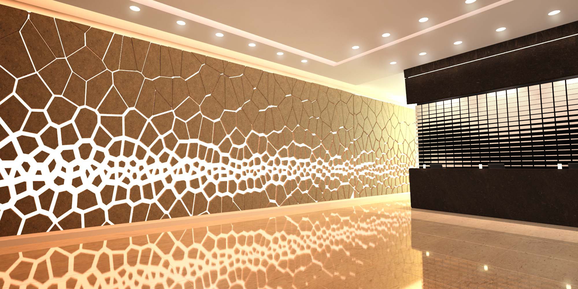 Hanex Solid Surfaces Hallway Wall Design Lighting | Hyundai L&C USA