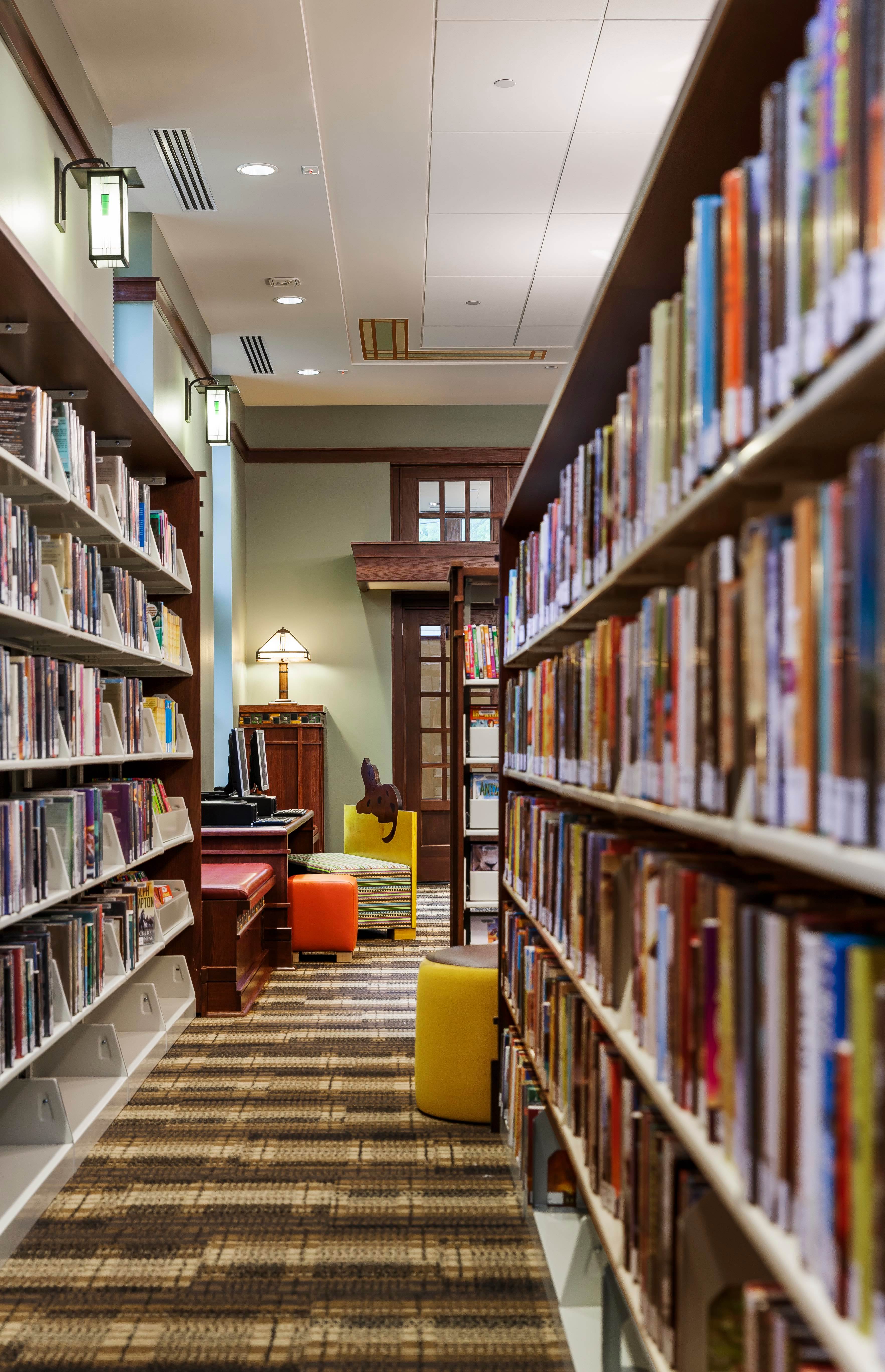 HCM Architects Roosevelt Library Book Shelves Corridor | HCM Architects