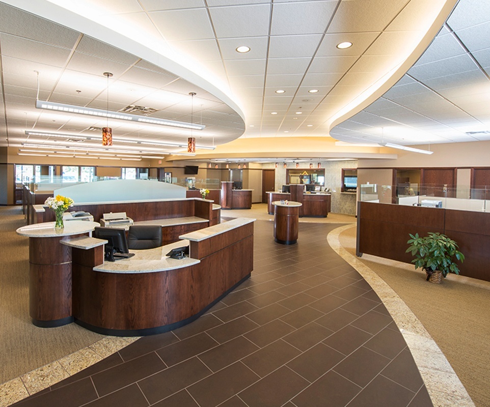 HTG Architects Granite Community Bank Lobby Design | HTG Architects