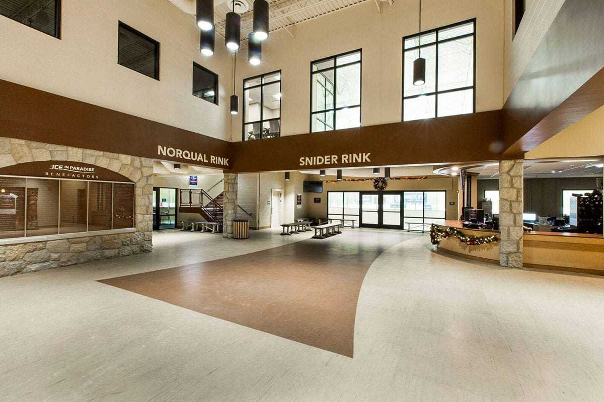HTG Architects Ice Skating Arena Interior Lobby | HTG Architects