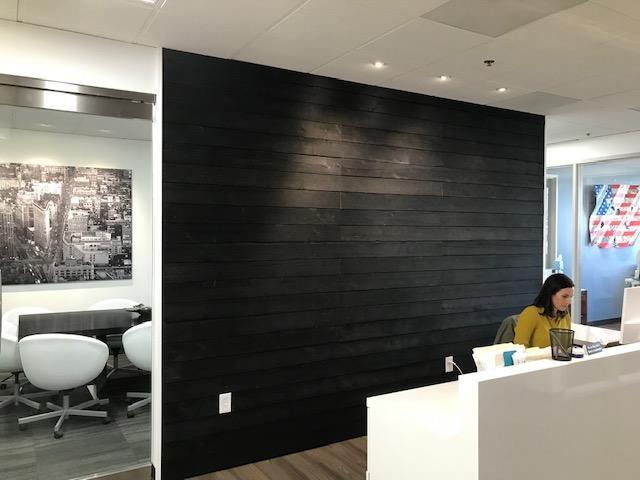 Interior Office Feature Wall Design | Pioneer Millworks - Larch Deep ...