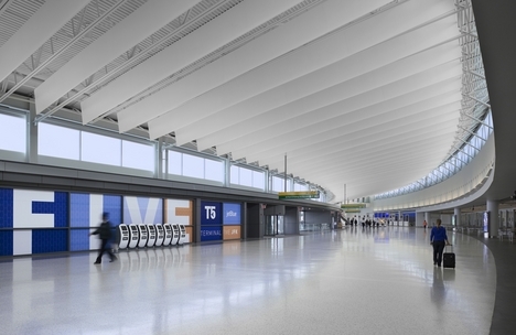 Jet Blue Terminal Custom Baffles | UP Ceilings
