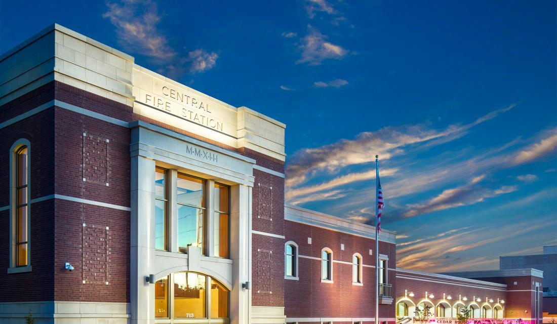 JTH Lighting Cedar Rapids Fire Station exterior | JTH Lighting Alliance