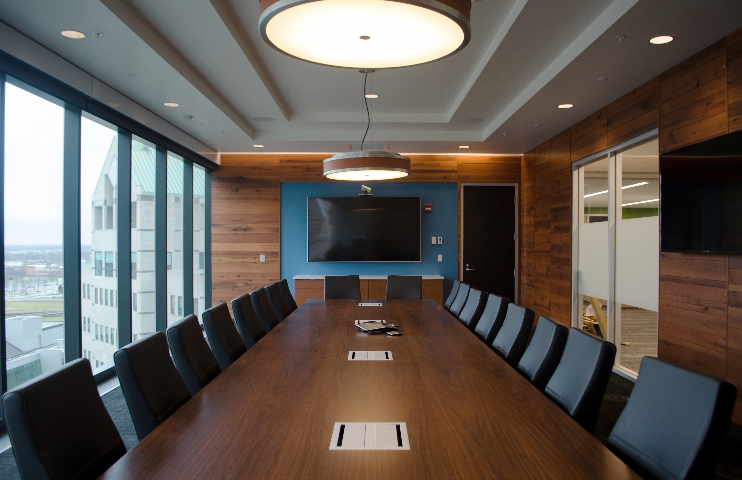 Conference Room With Wood Wall