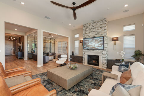 Koryak Ridge Stacked Stone Fireplace | Eldorado Stone