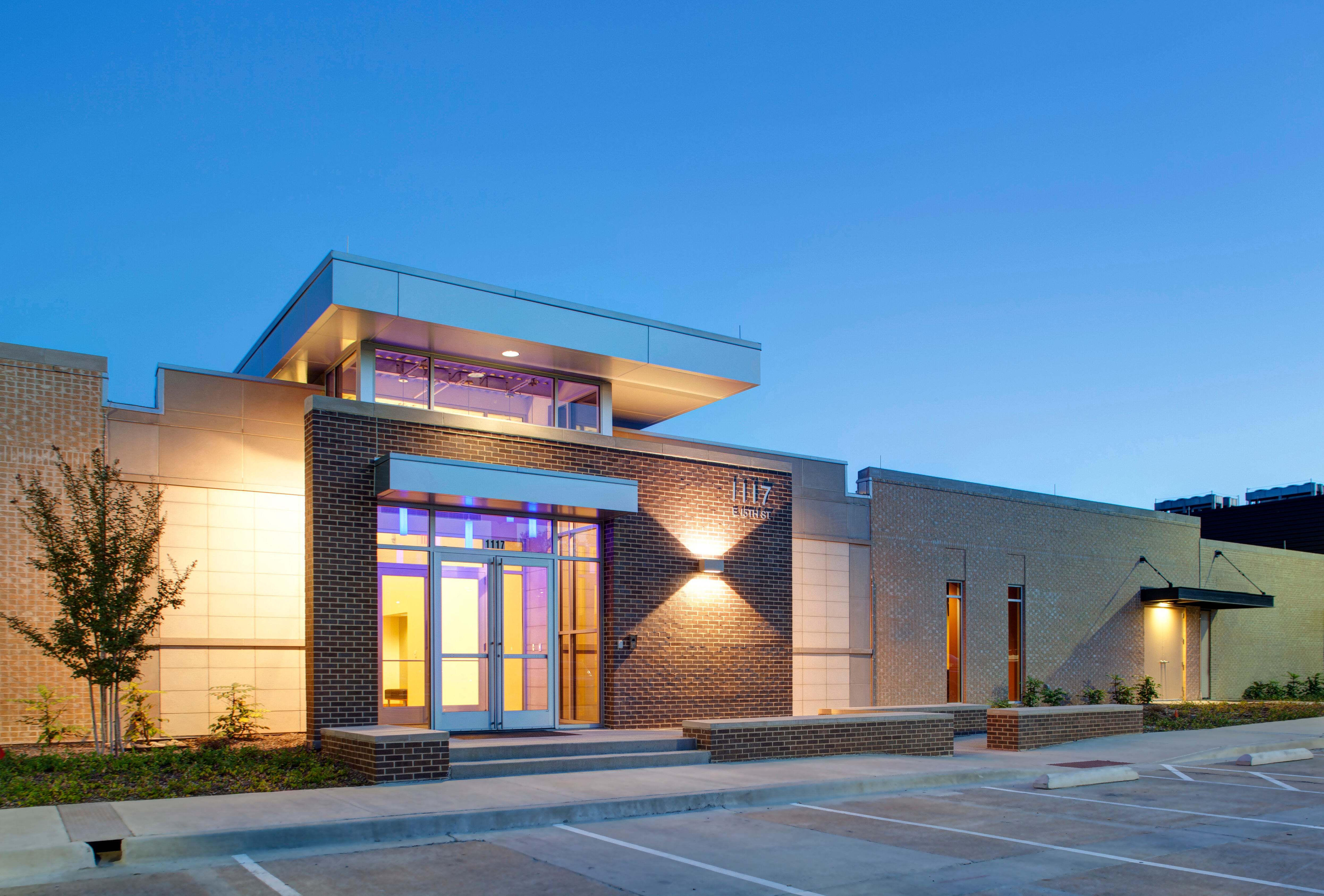 Main Entry at Night | Telamon Design LLC