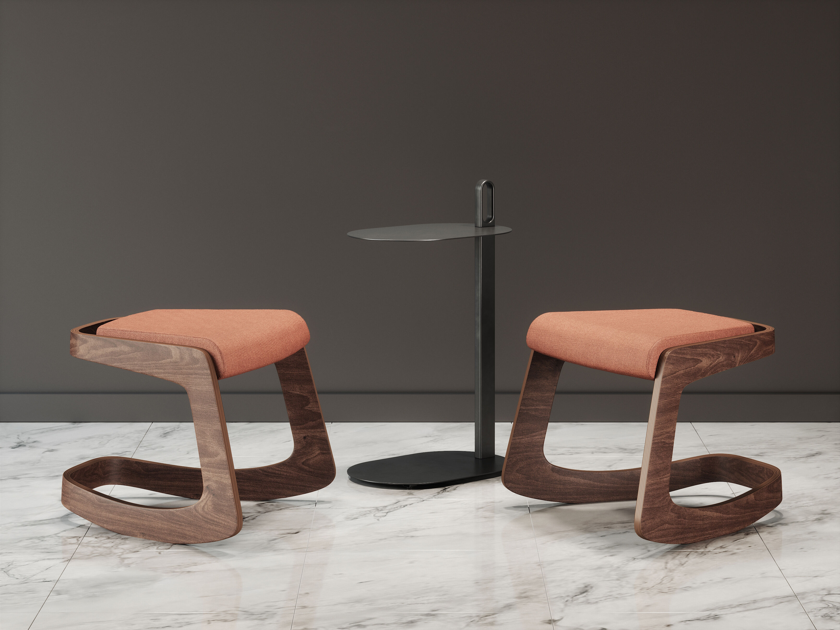 Makau rocking stools with Alden laptop table | KFI Studios