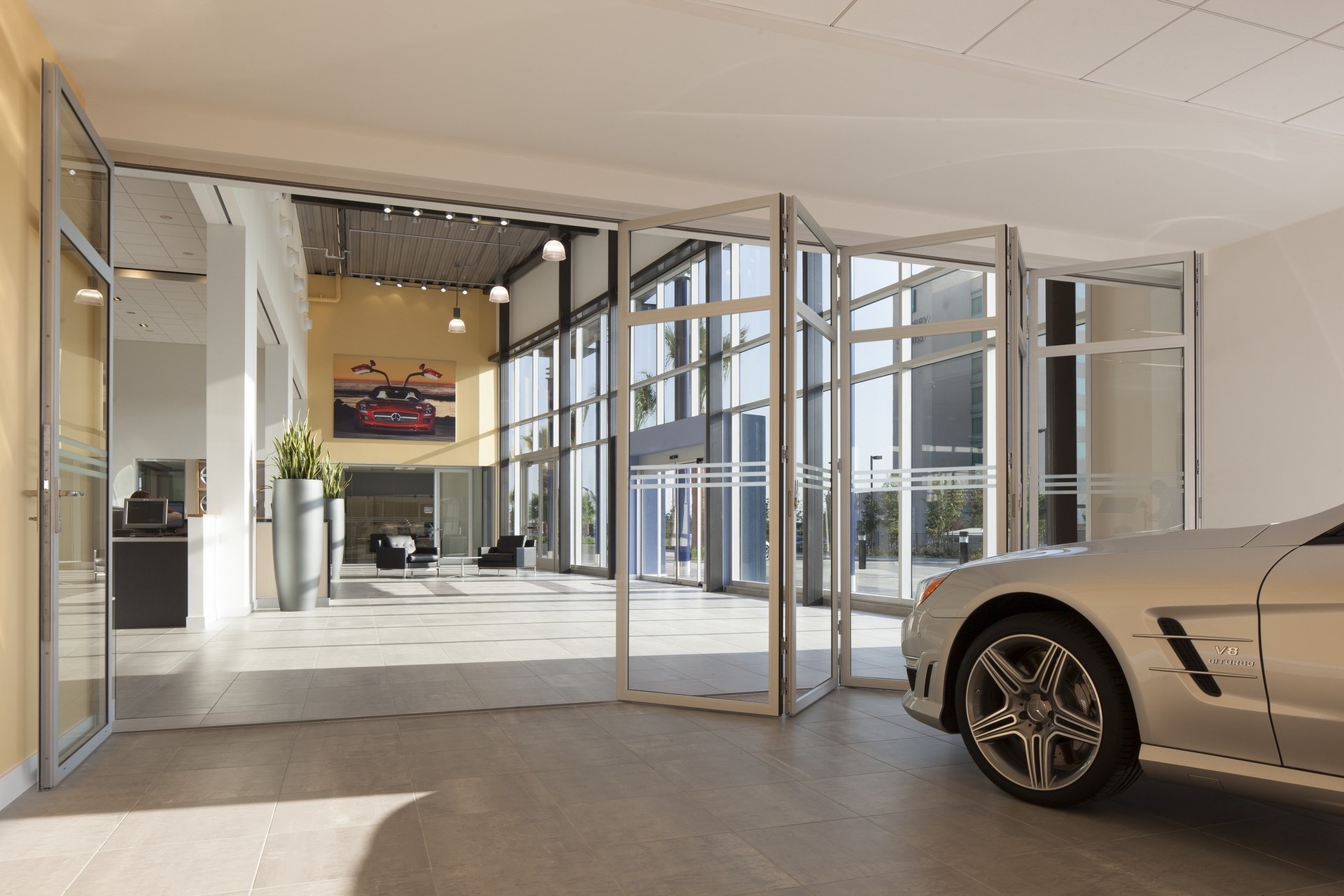 NanaWall Accordion Glass Doors Mercedes Benz Car Dealership Interior ...