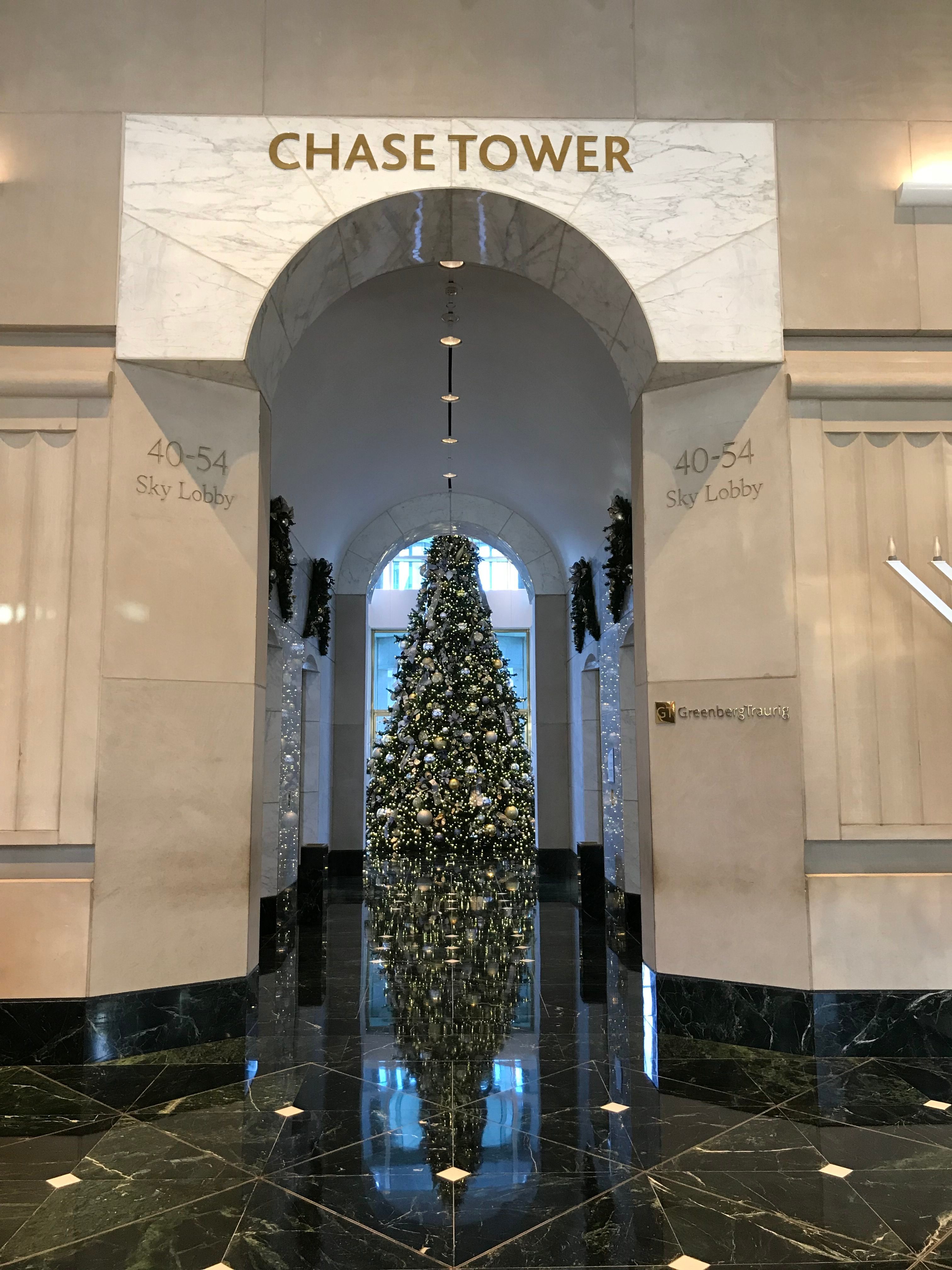 Natura Chase bank tower Dallas Texas interior holiday decor | Natura