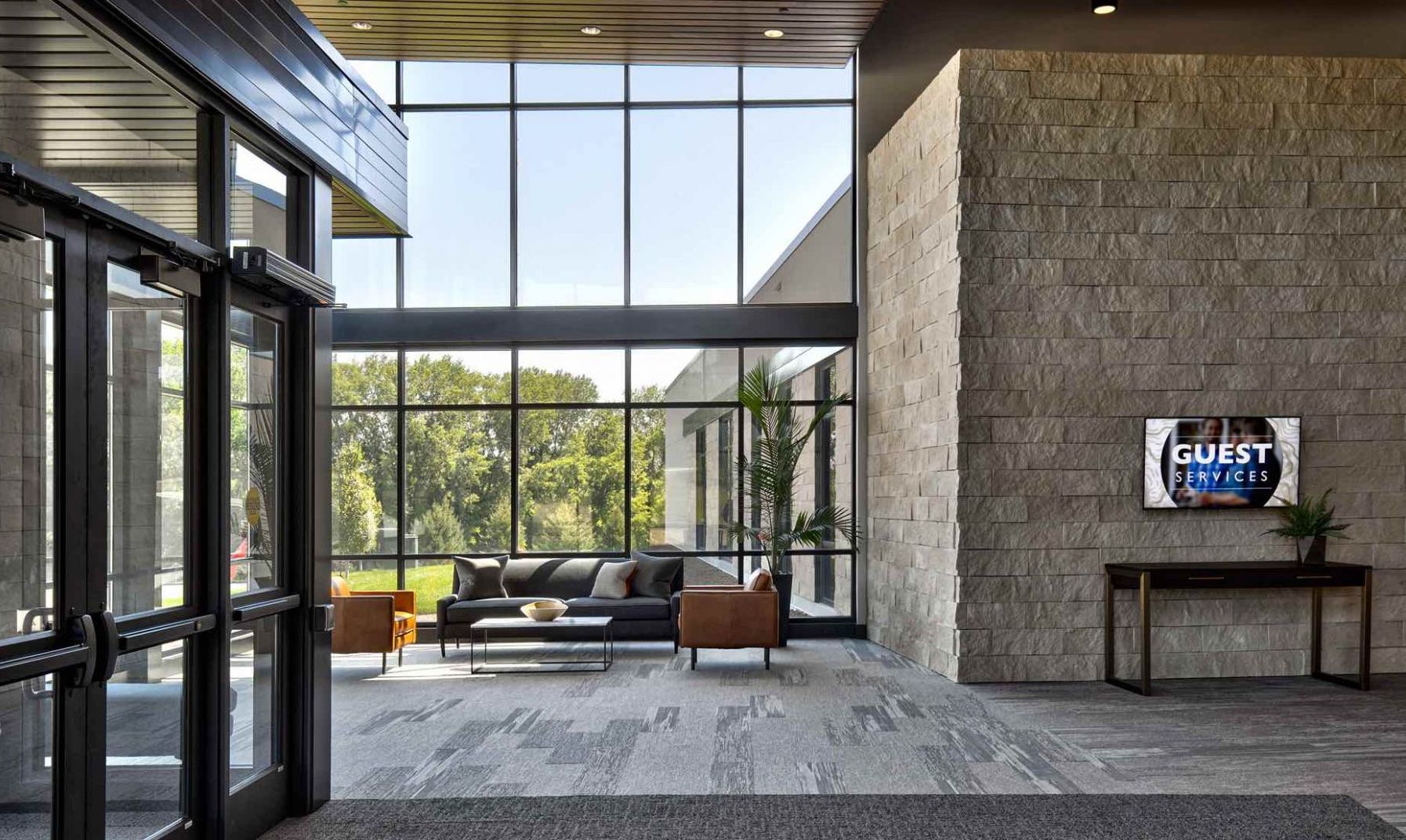 NorthCross Lutheran Church Station 19 lobby design | Station 19 Architects