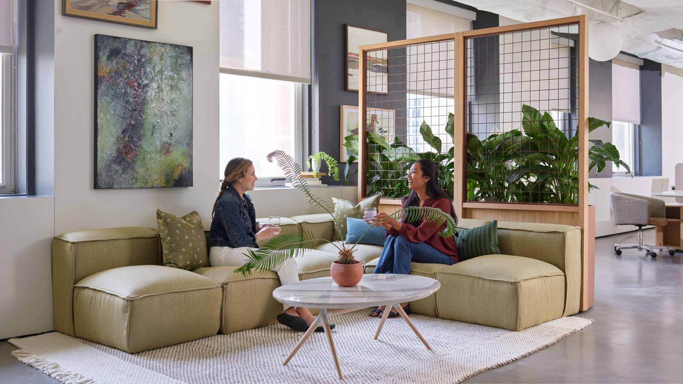 OFS Neocon 2023 Base Camp Lounge Area Couch Seating and Partition Wall | OFS