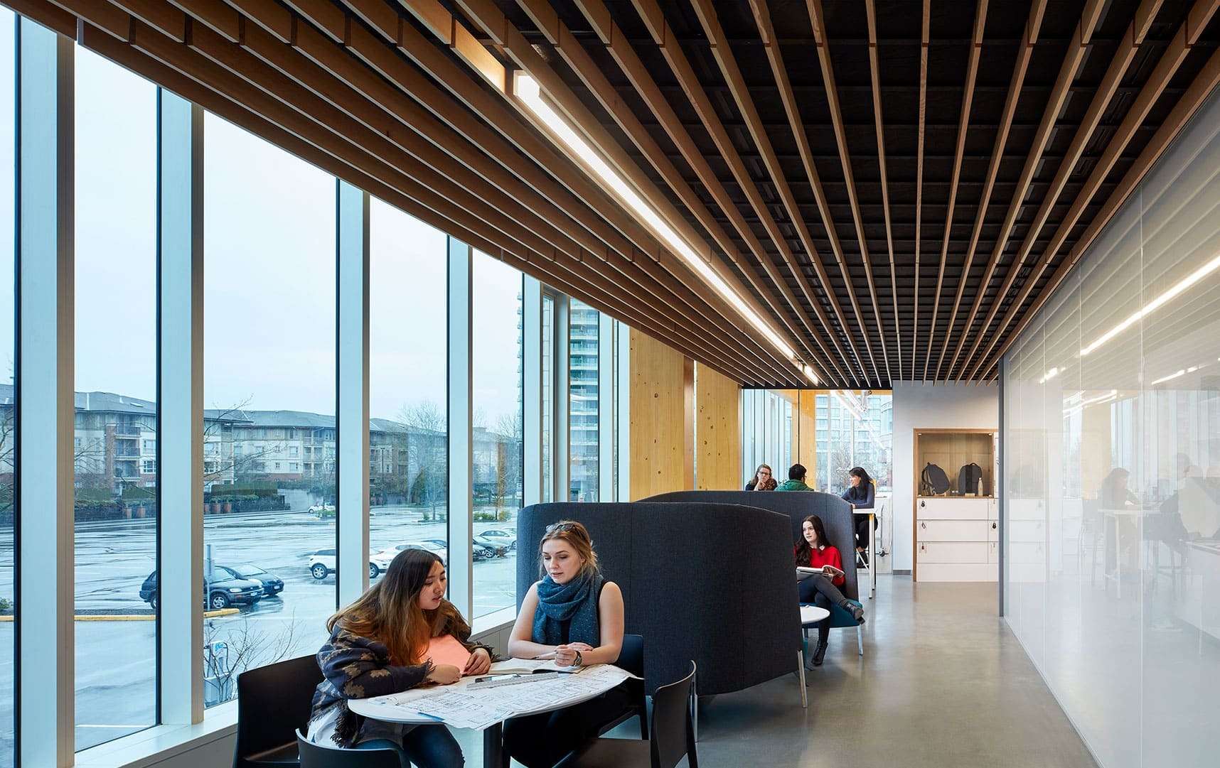 Open Space Student Study Meeting Room Wood Acoustical Baffles ...