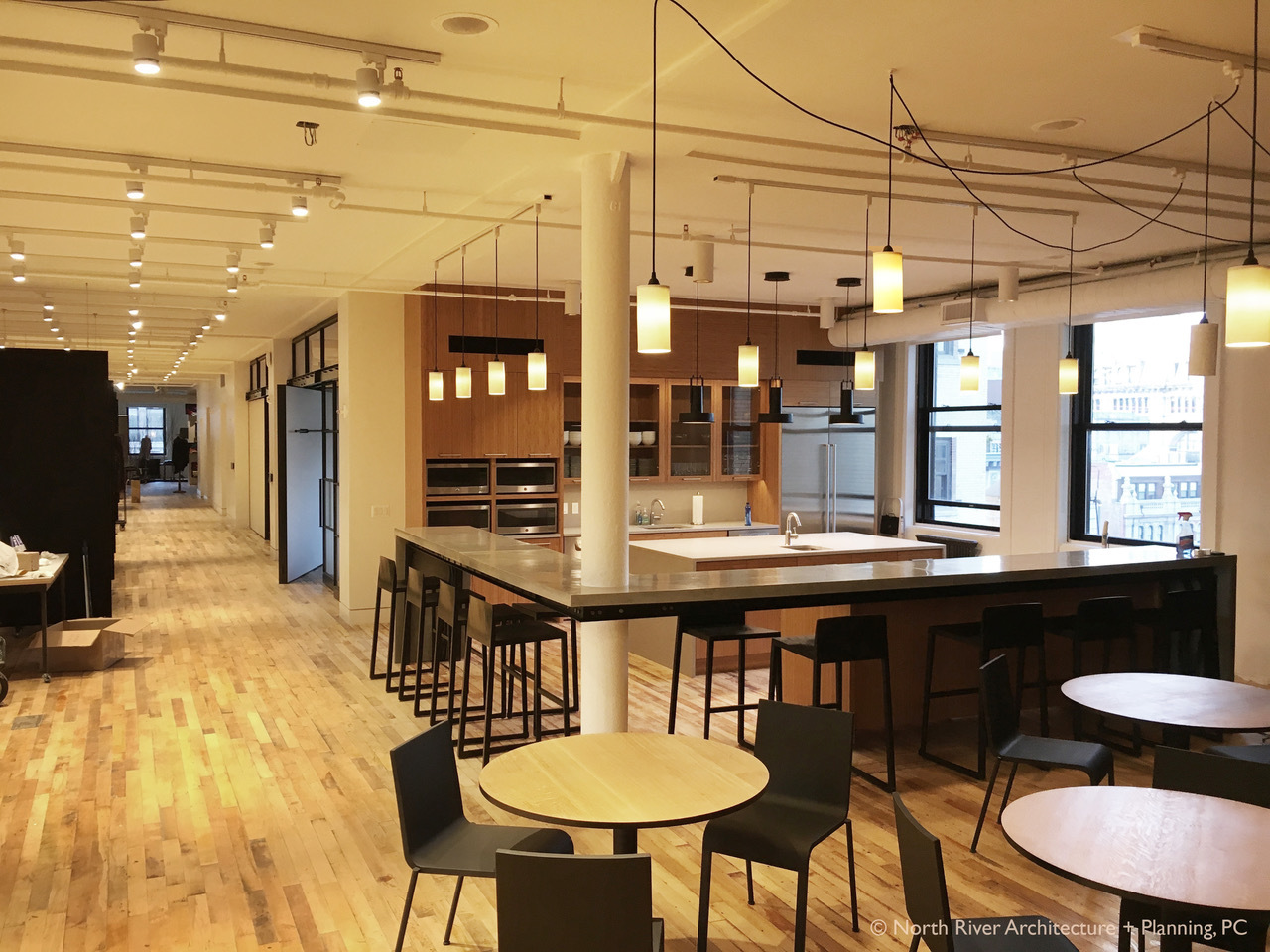 Pioneer Millworks Design Studio NY Interior Foundry Maple Flooring ...