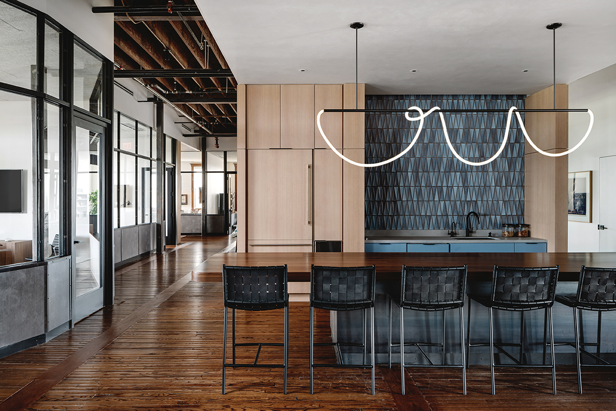 Pure + FreeForm Cyber Slate Millwork Industrial Office Kitchen Design ...